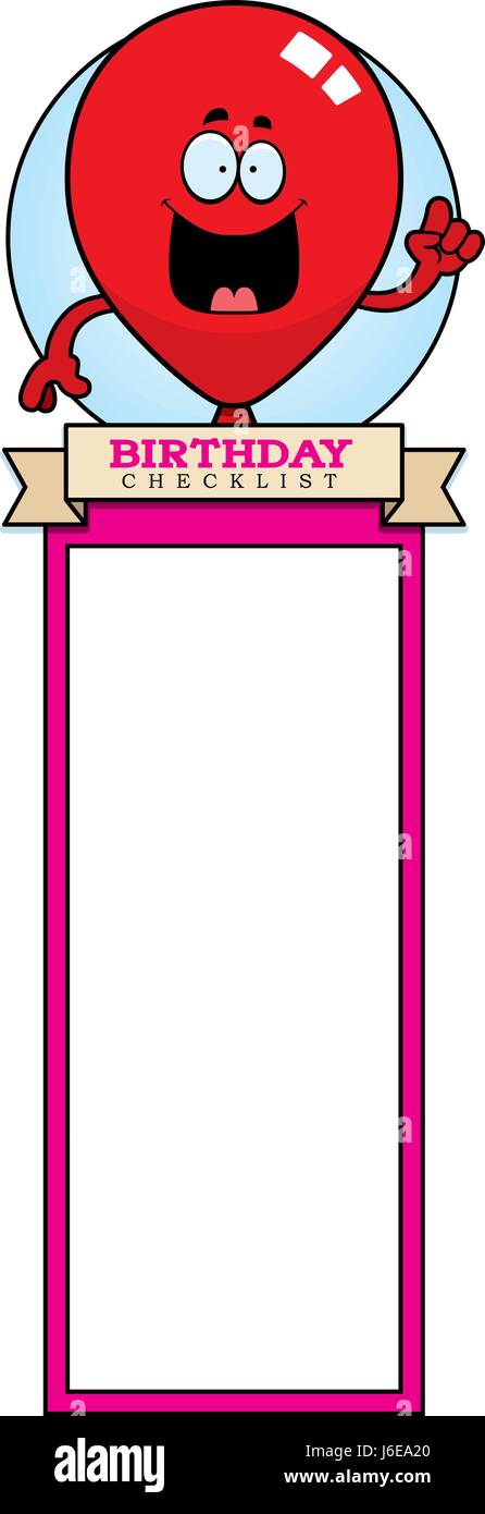 A cartoon illustration of a balloon with a birthday themed graphic ...
