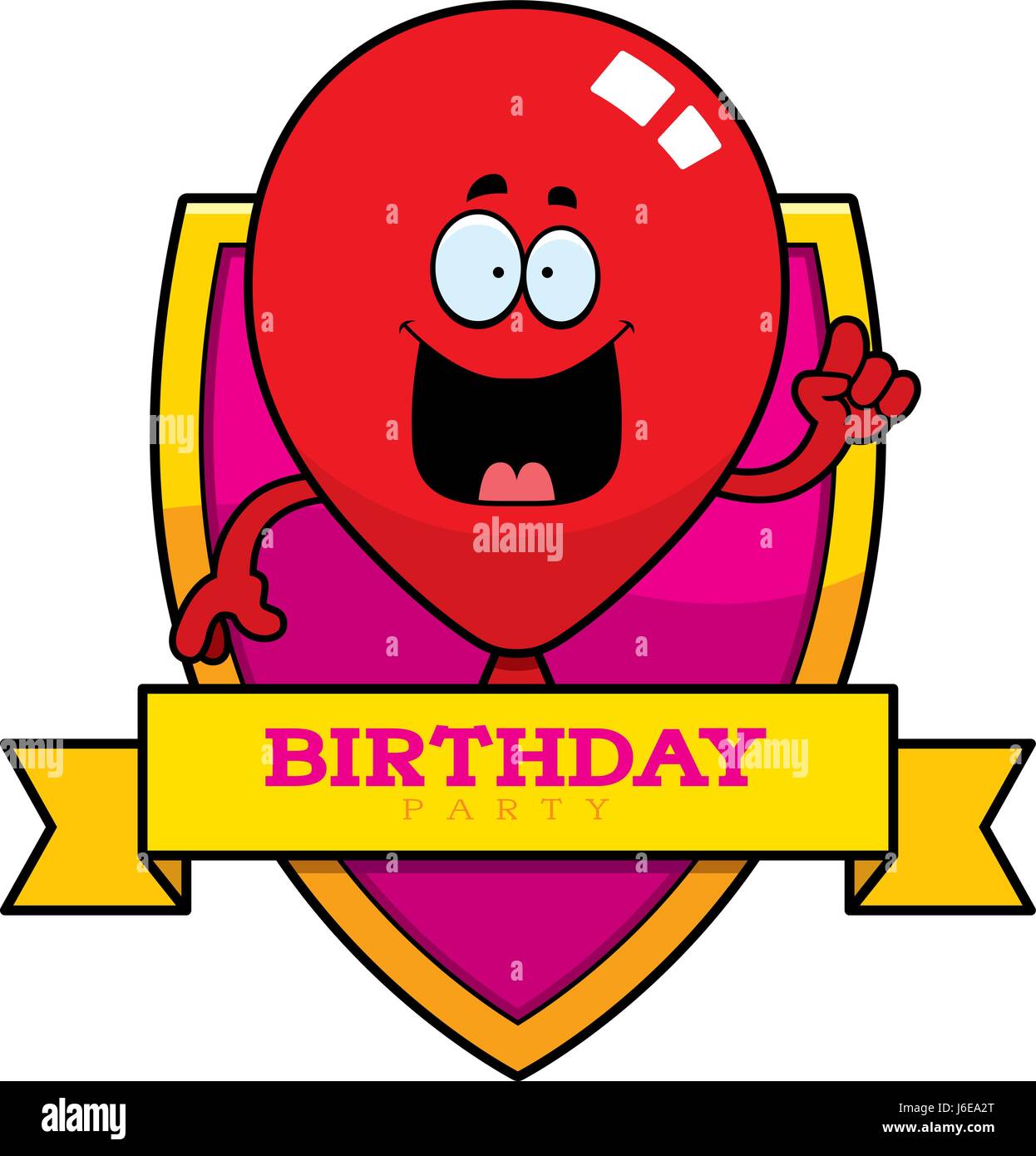 A cartoon illustration of a balloon with a birthday themed graphic ...
