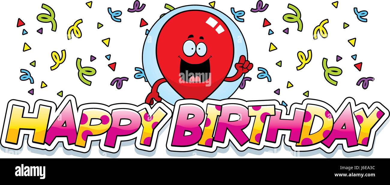 A cartoon illustration of a balloon with a birthday themed graphic ...