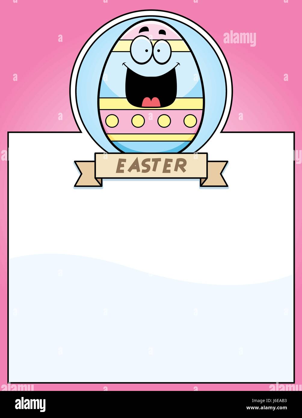 A cartoon illustration of an Easter egg in an Easter themed graphic ...