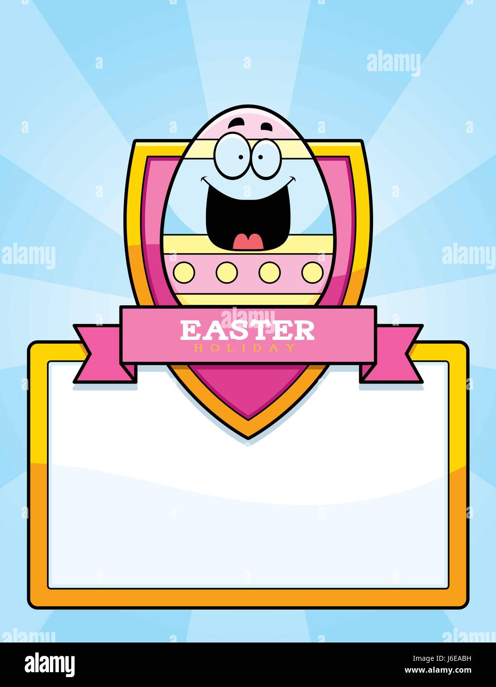 A cartoon illustration of an Easter egg in an Easter themed graphic ...