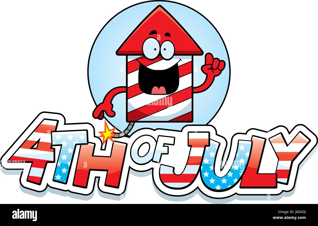 A cartoon illustration of fireworks in a 4th of July themed graphic ...