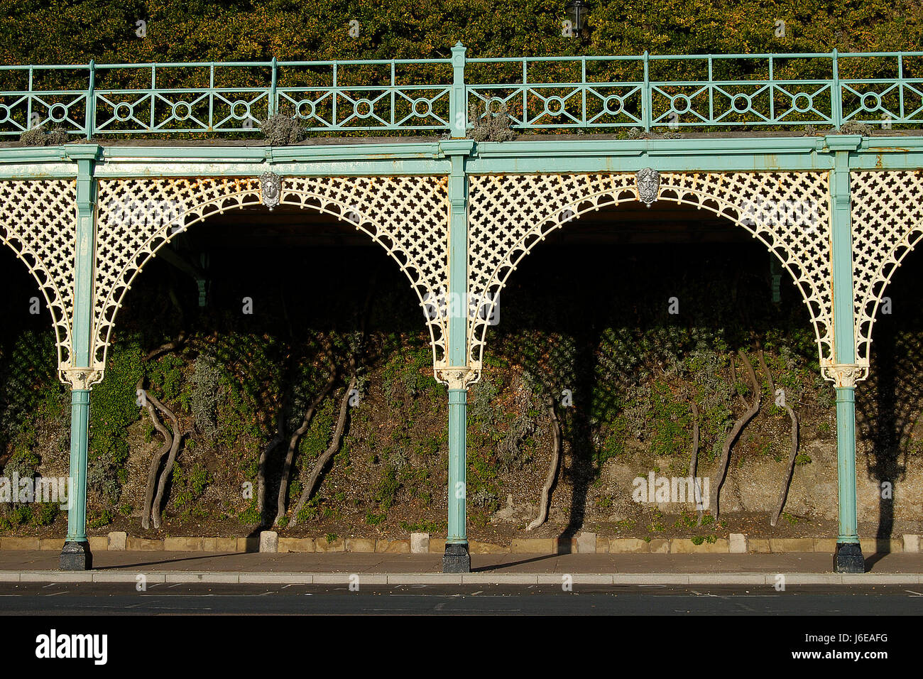 pavement england promenade walkway buildings railing sidewalk ironwork ...
