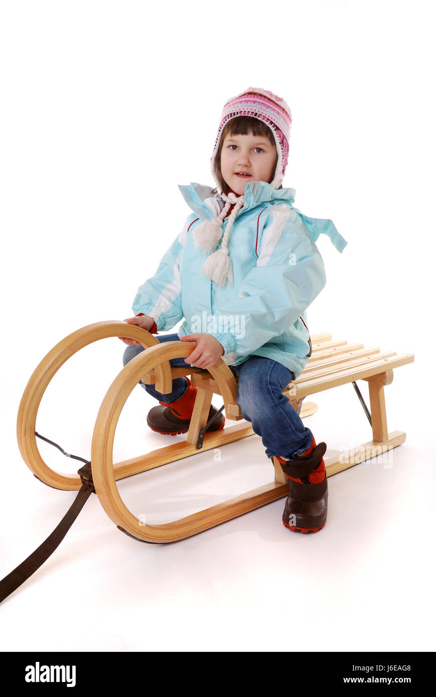 girl with sledge Stock Photo - Alamy