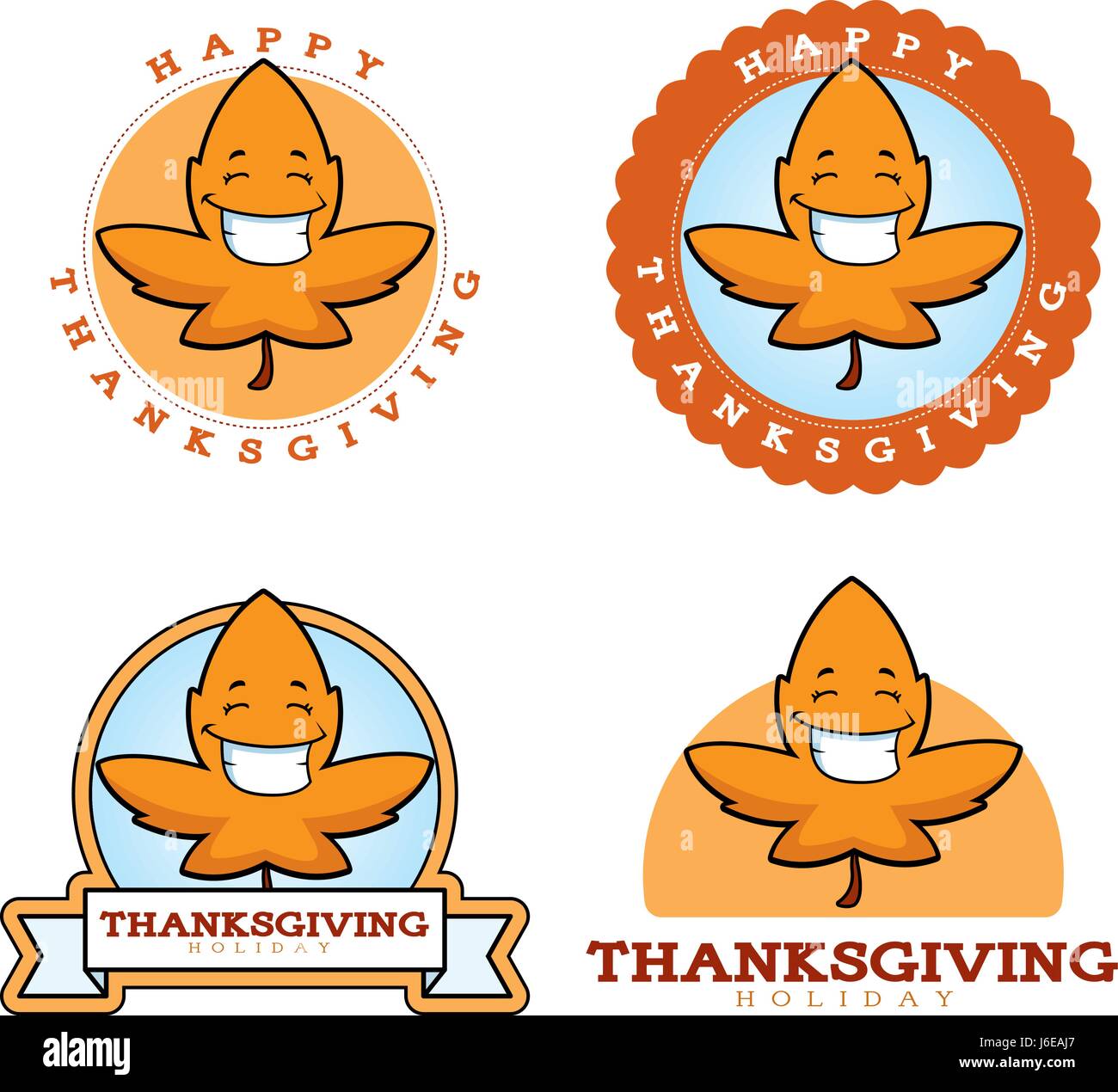 A cartoon illustration of a Thanksgiving graphic with a fall leaf Stock ...