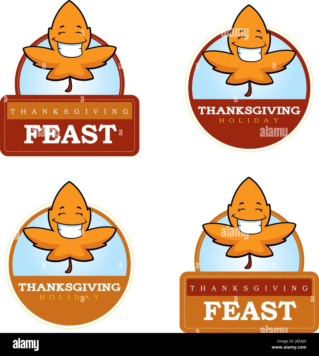 A cartoon illustration of a Thanksgiving graphic with a fall leaf Stock ...