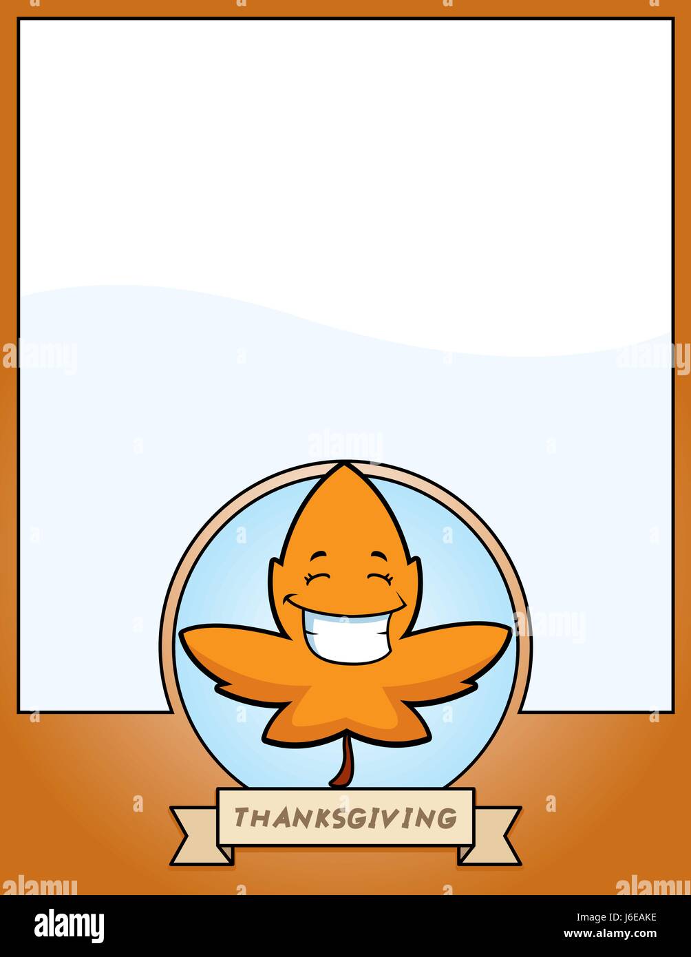 A cartoon illustration of a Thanksgiving graphic with a fall leaf Stock ...