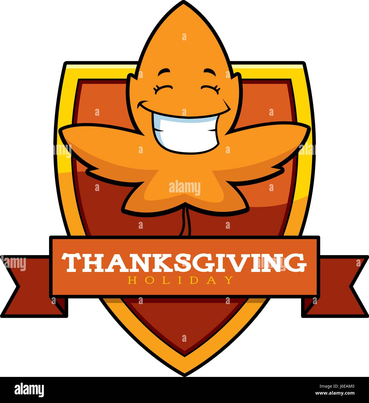 A cartoon illustration of a Thanksgiving graphic with a fall leaf Stock ...