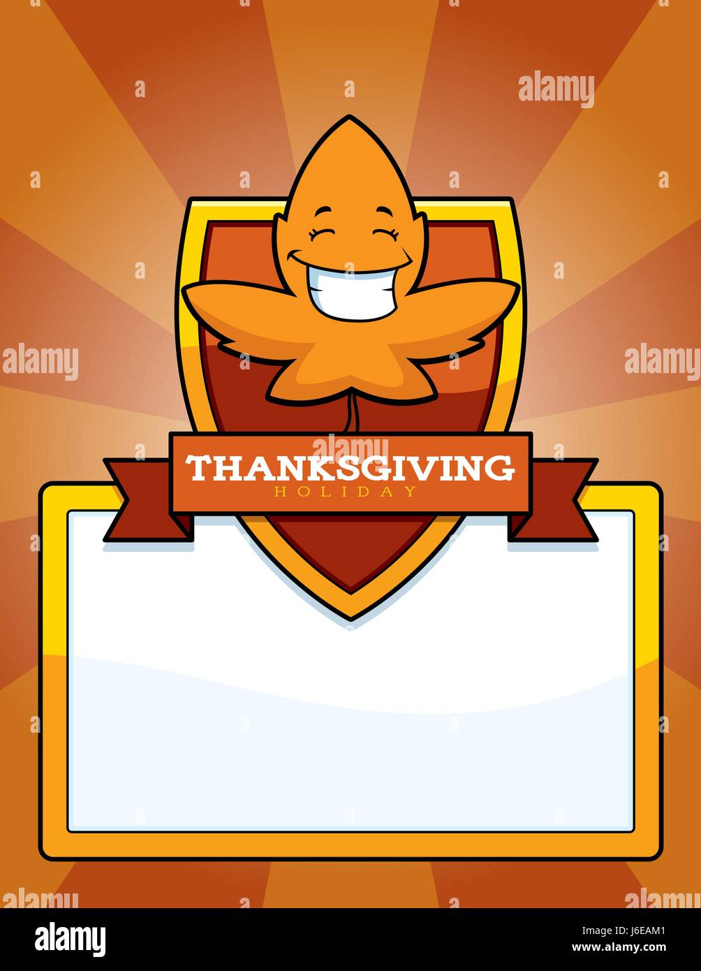 A cartoon illustration of a Thanksgiving graphic with a fall leaf Stock ...