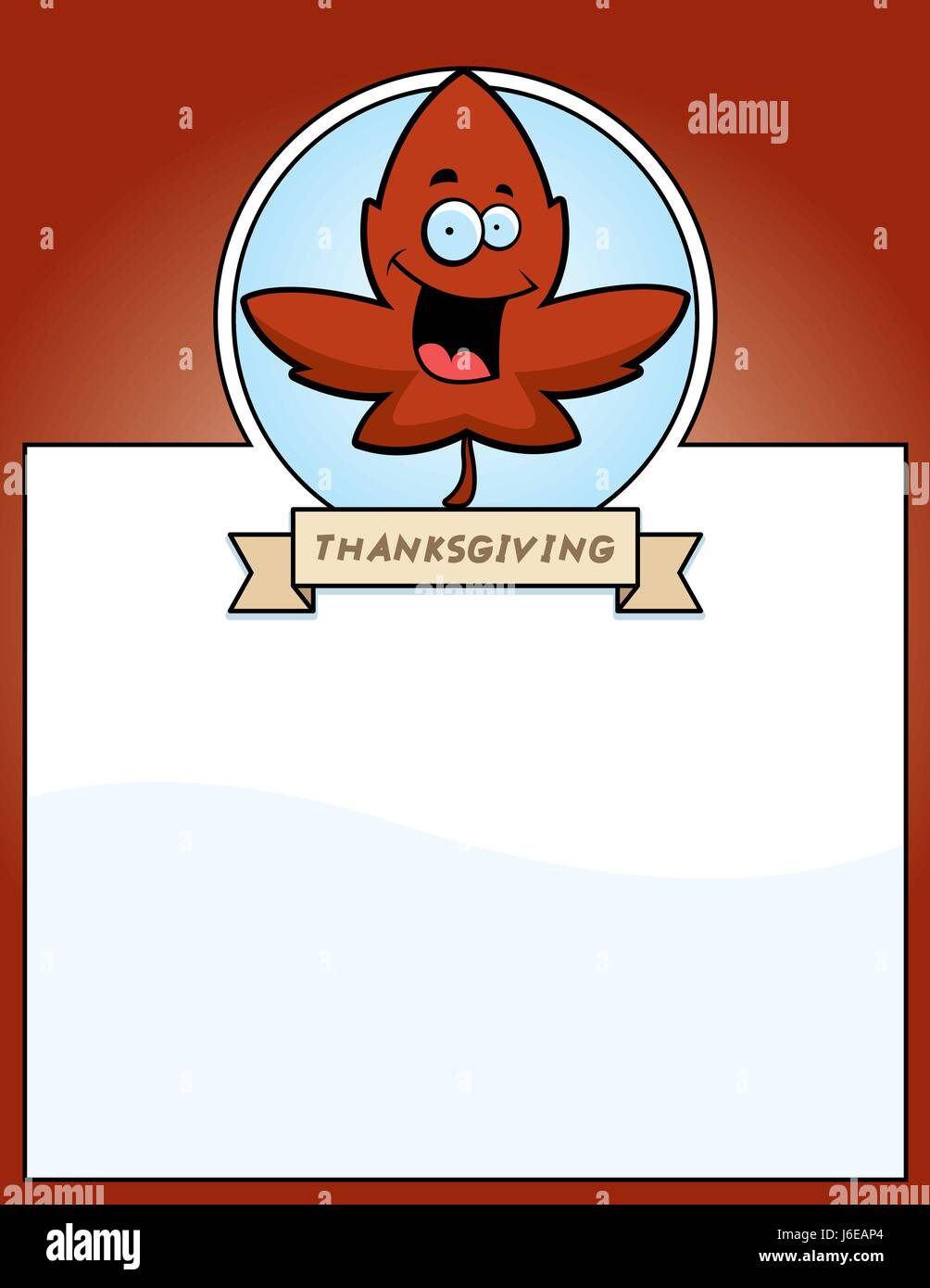 A cartoon illustration of a Thanksgiving graphic with a fall leaf Stock ...