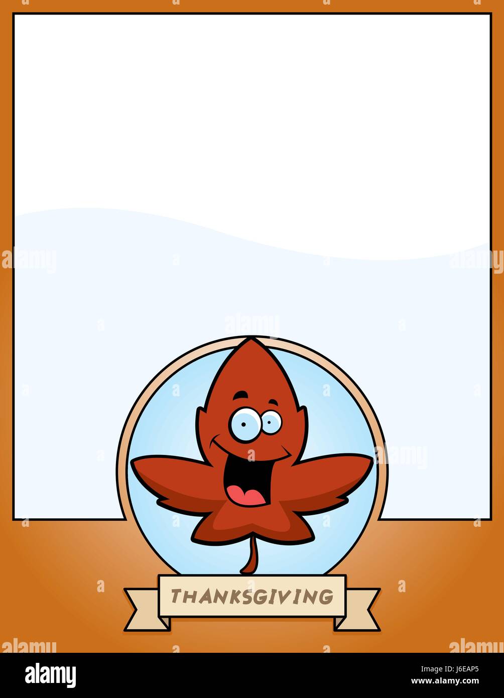 A cartoon illustration of a Thanksgiving graphic with a fall leaf Stock ...