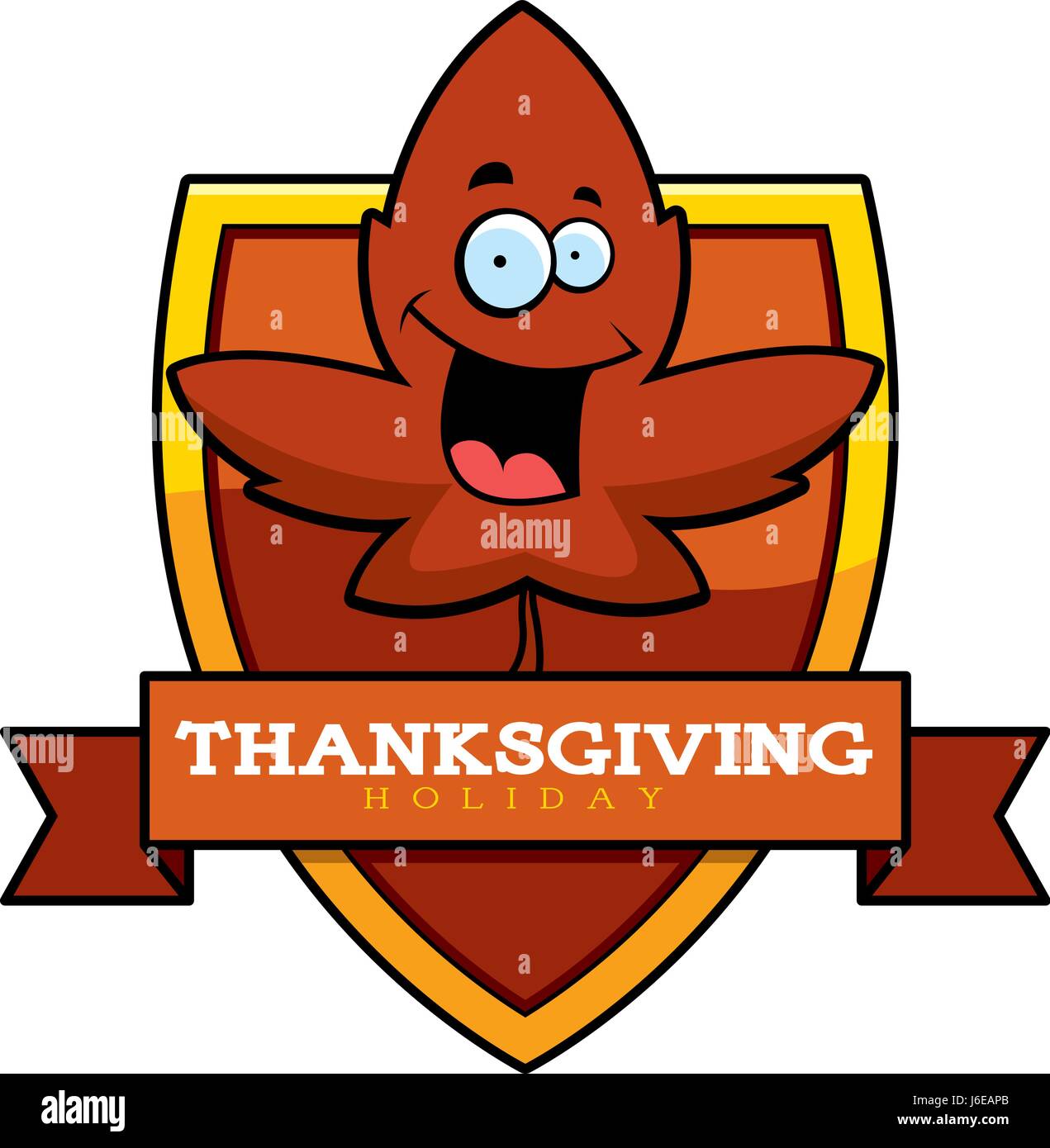 A cartoon illustration of a Thanksgiving graphic with a fall leaf Stock ...