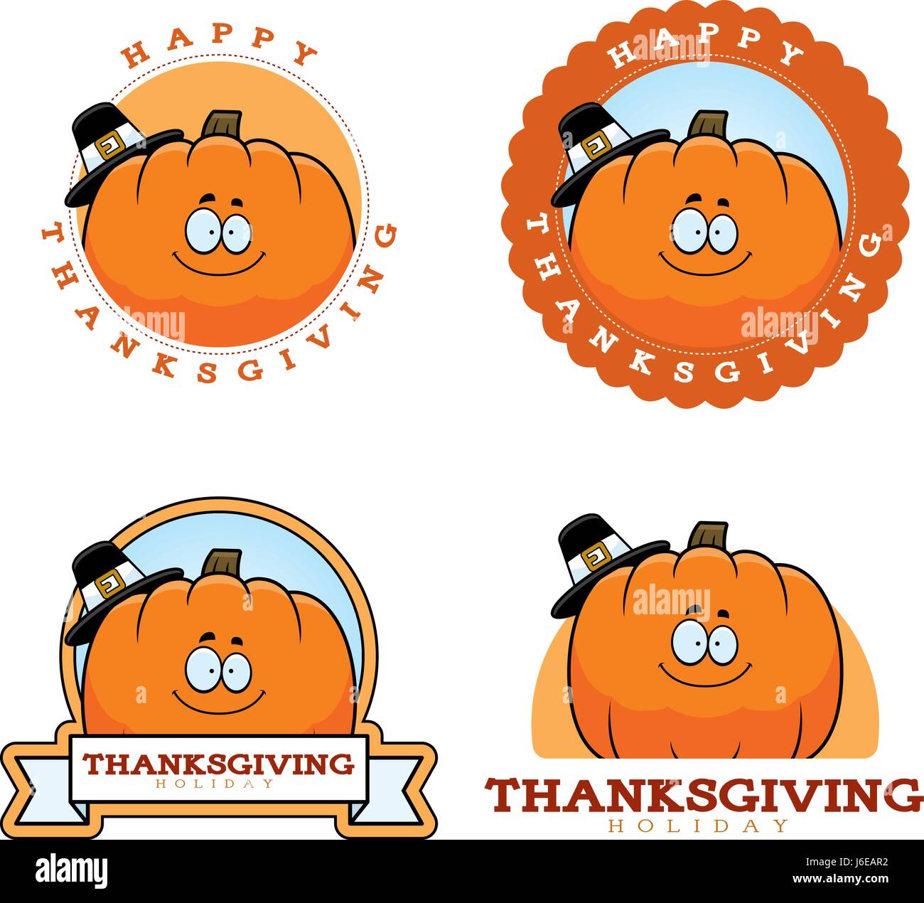 A cartoon illustration of a Thanksgiving graphic with a pumpkin Stock ...