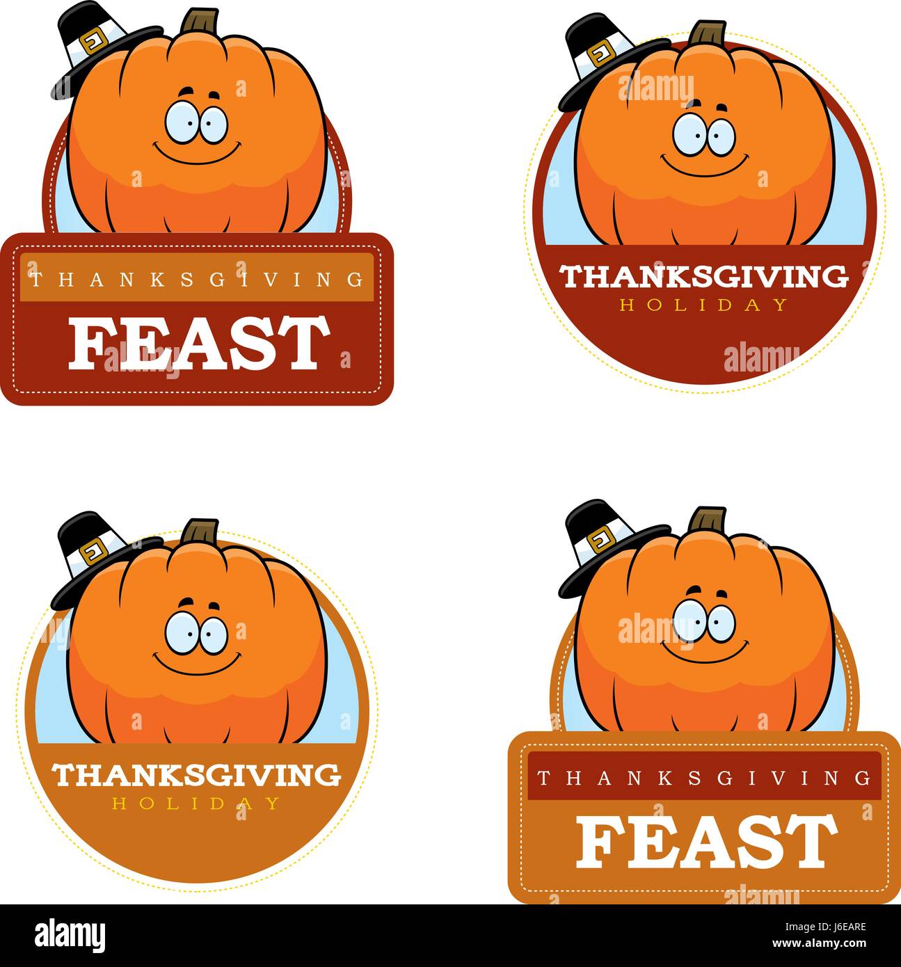A cartoon illustration of a Thanksgiving graphic with a pumpkin Stock ...