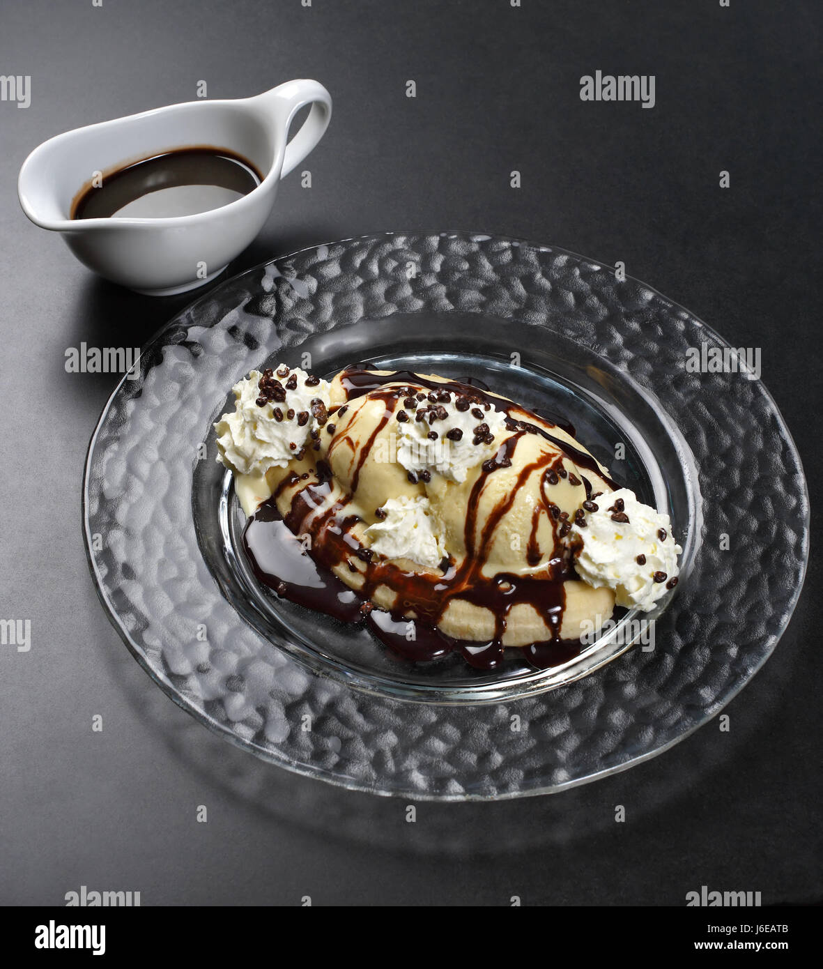 food aliment plate cream banana dessert ice split restaurant glass ...