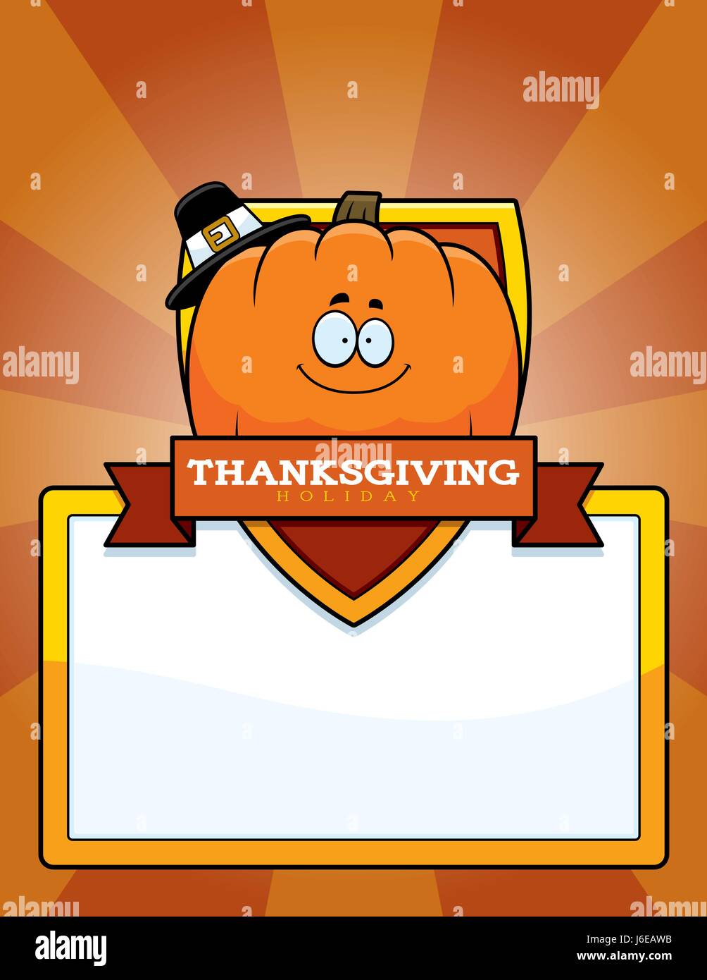A cartoon illustration of a Thanksgiving graphic with a pumpkin Stock ...