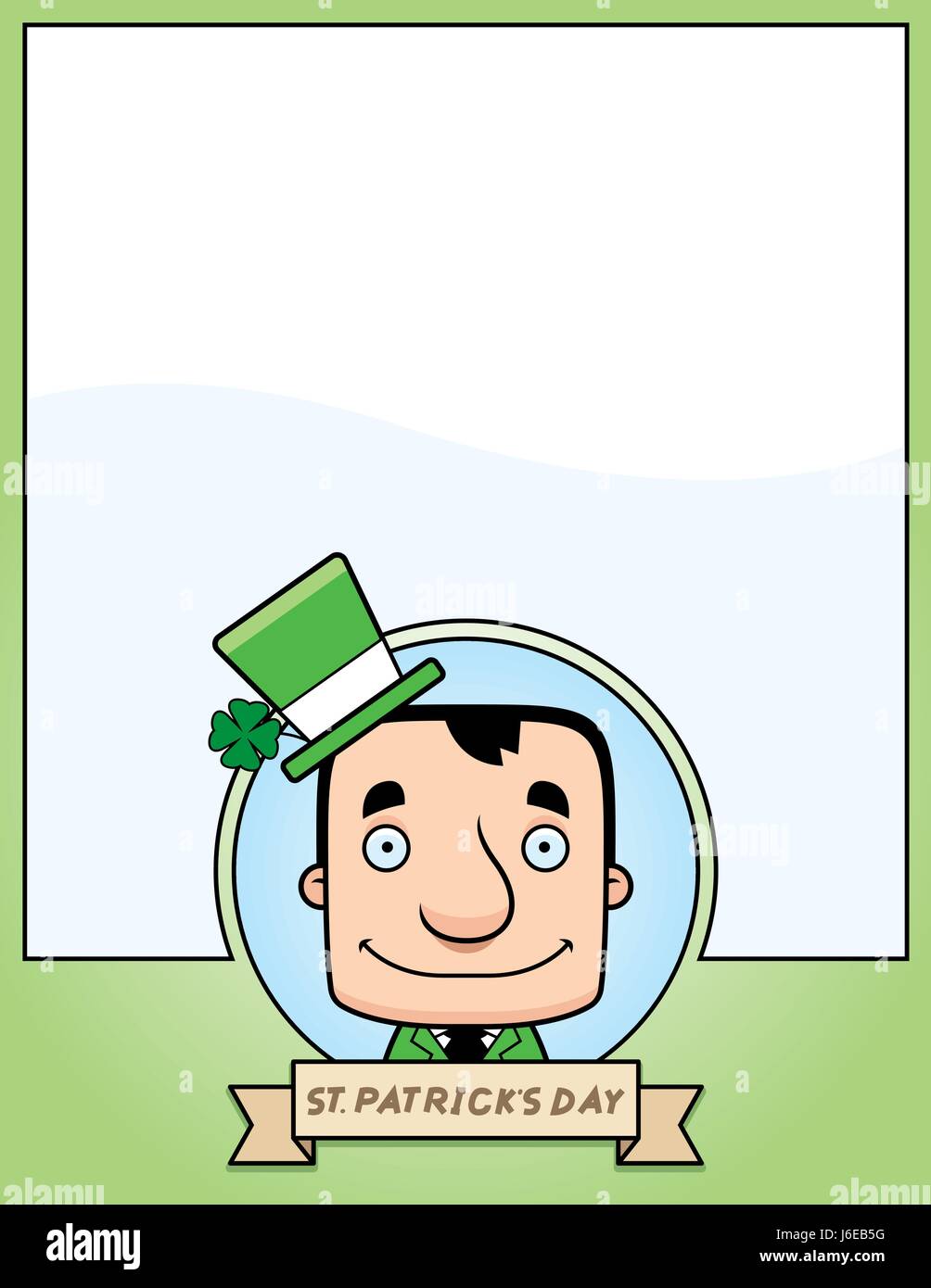 A cartoon illustration of a leprechaun in a St. Patrick's Day themed ...