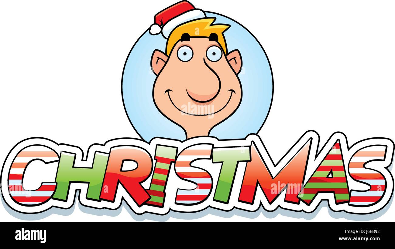A cartoon illustration of a Christmas graphic with an elf Stock Vector ...