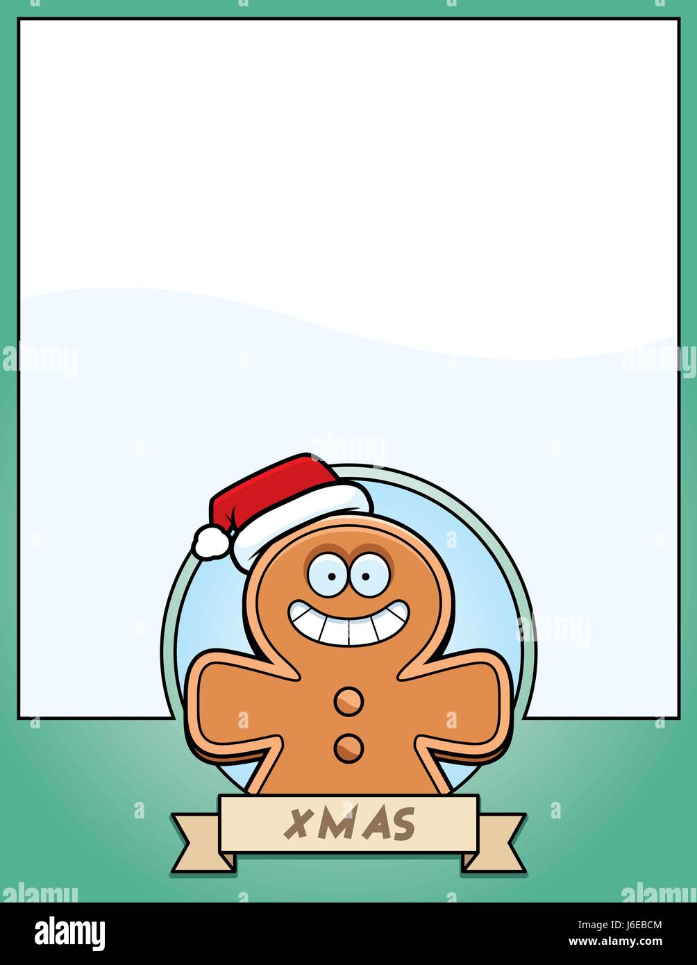 A cartoon illustration of a Christmas graphic with gingerbread man ...