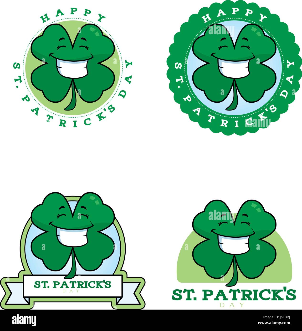 A cartoon illustration of a shamrock in a St. Patrick's Day themed ...