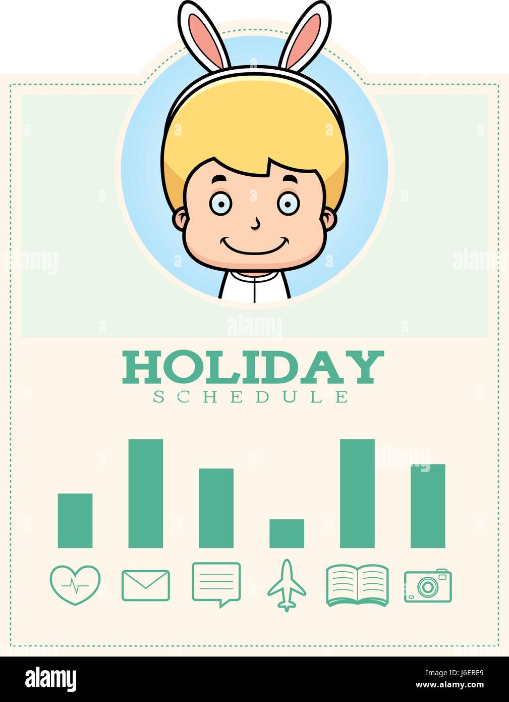 A cartoon illustration of a boy dressed as the Easter Bunny in an ...