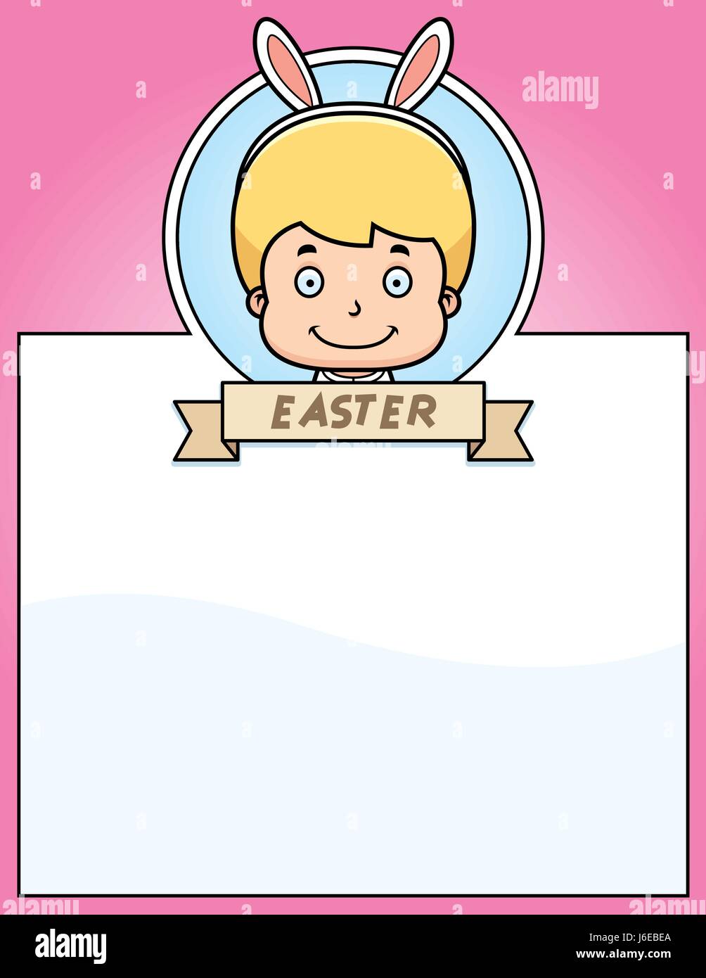 A cartoon illustration of a boy dressed as the Easter Bunny in an ...
