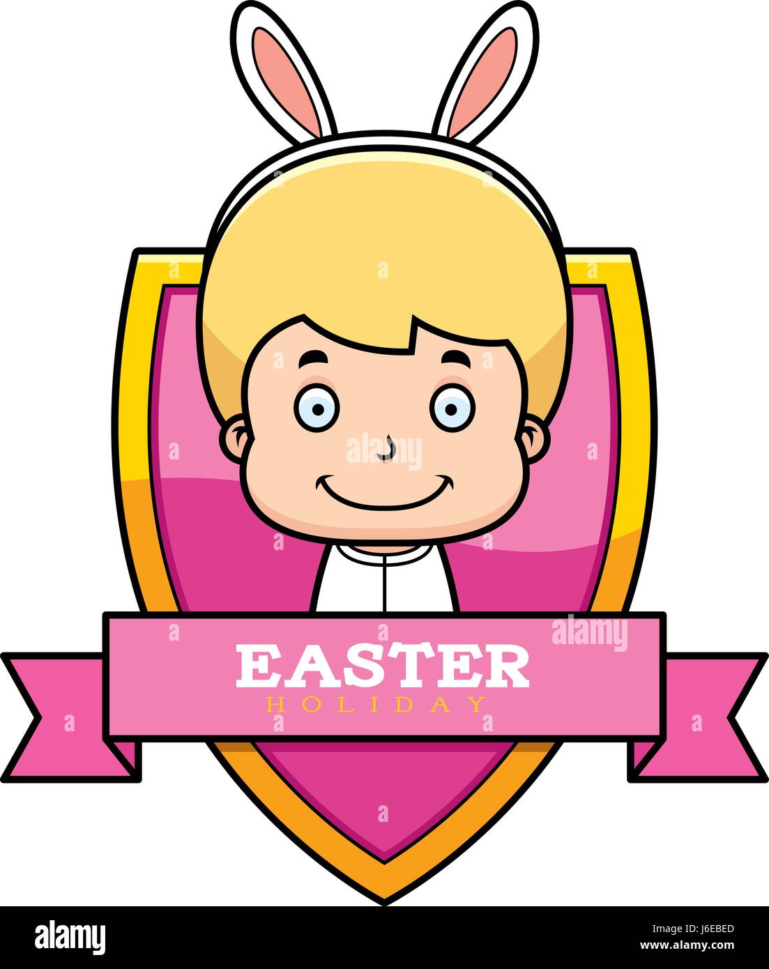 A cartoon illustration of a boy dressed as the Easter Bunny in an ...