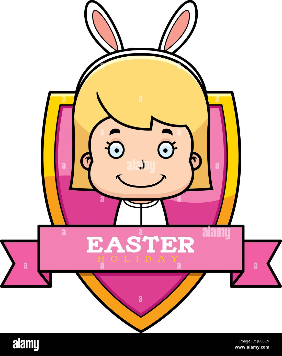 A cartoon illustration of a girl dressed as the Easter Bunny in an ...
