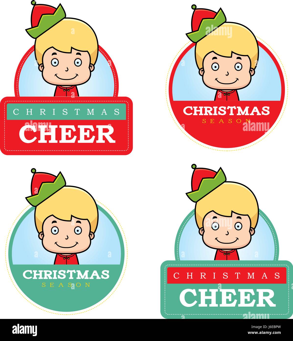 A cartoon illustration of a Christmas graphic with an elf Stock Vector ...