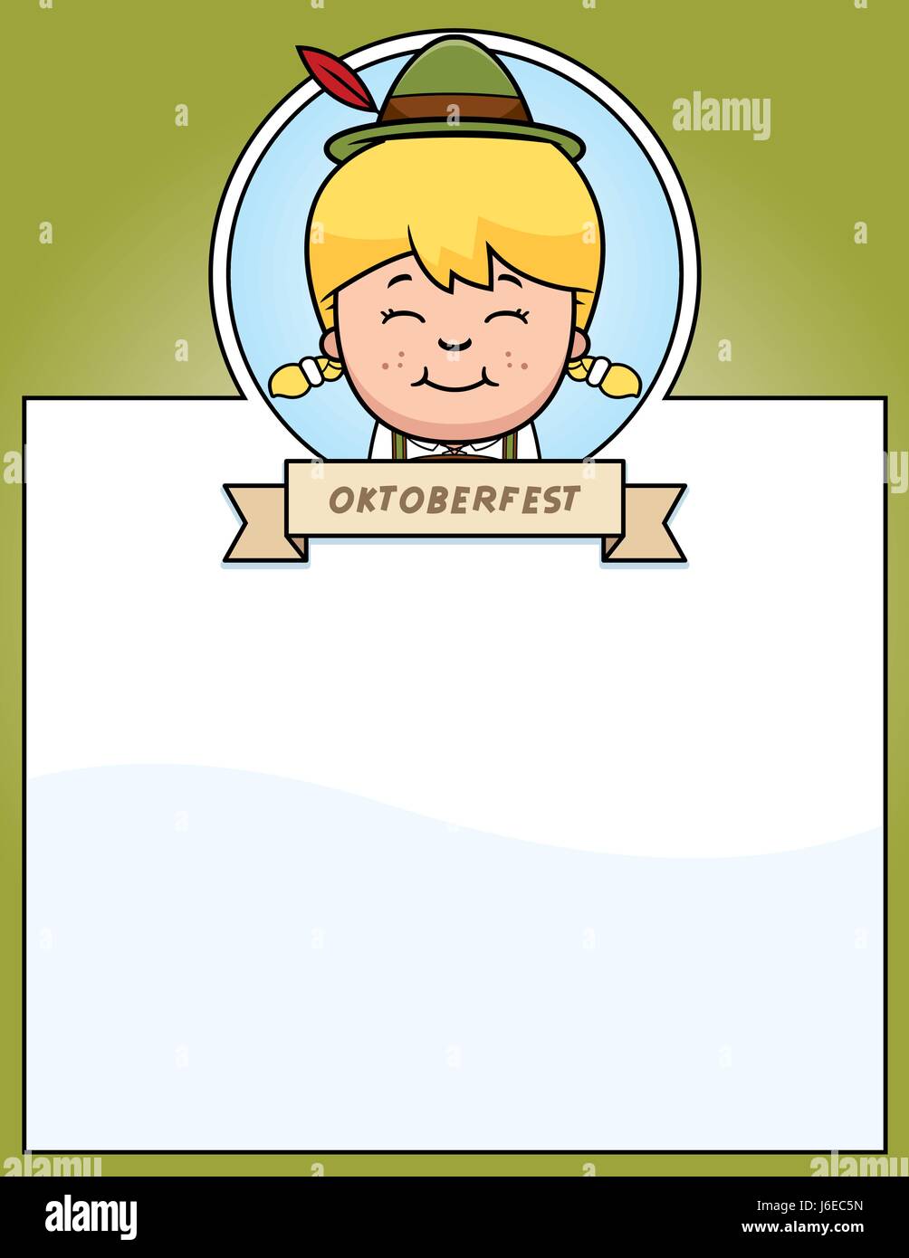 A cartoon illustration of a girl in an Oktoberfest themed graphic Stock ...