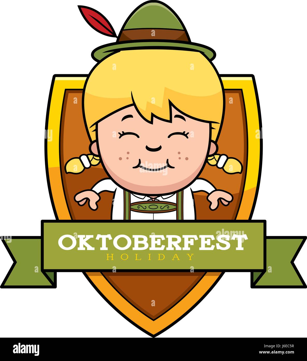 A cartoon illustration of a girl in an Oktoberfest themed graphic Stock ...