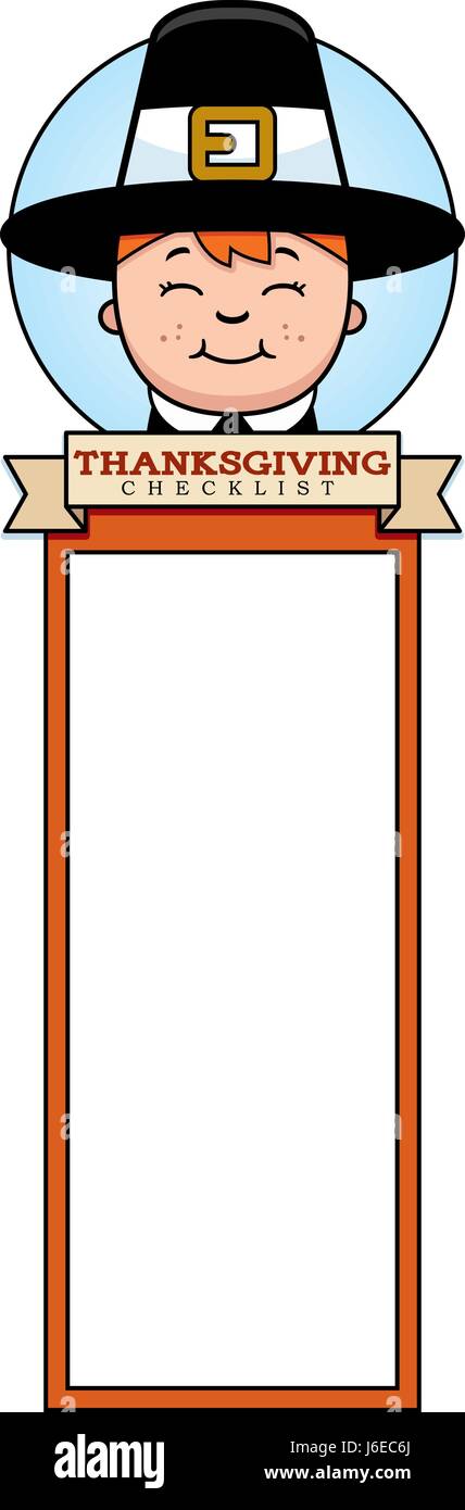 A cartoon illustration of a Thanksgiving graphic with a Pilgrim boy ...