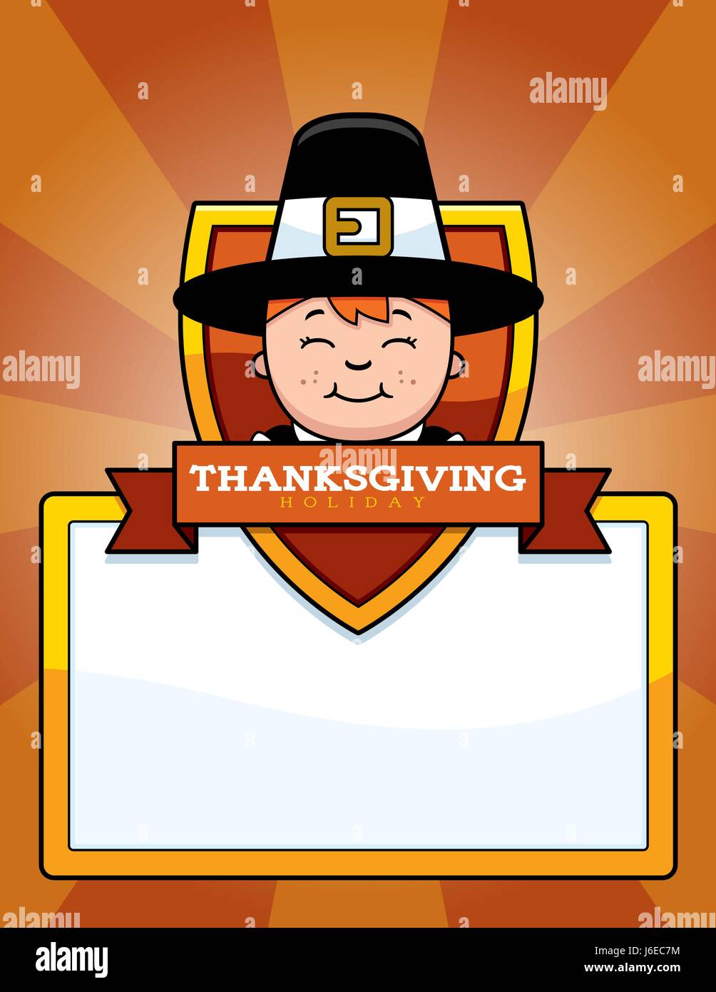 A cartoon illustration of a Thanksgiving graphic with a Pilgrim boy ...