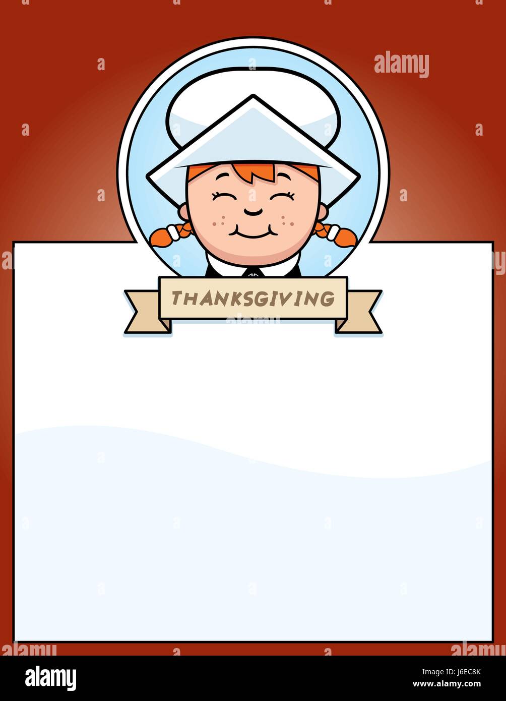 A cartoon illustration of a Thanksgiving graphic with a Pilgrim girl ...