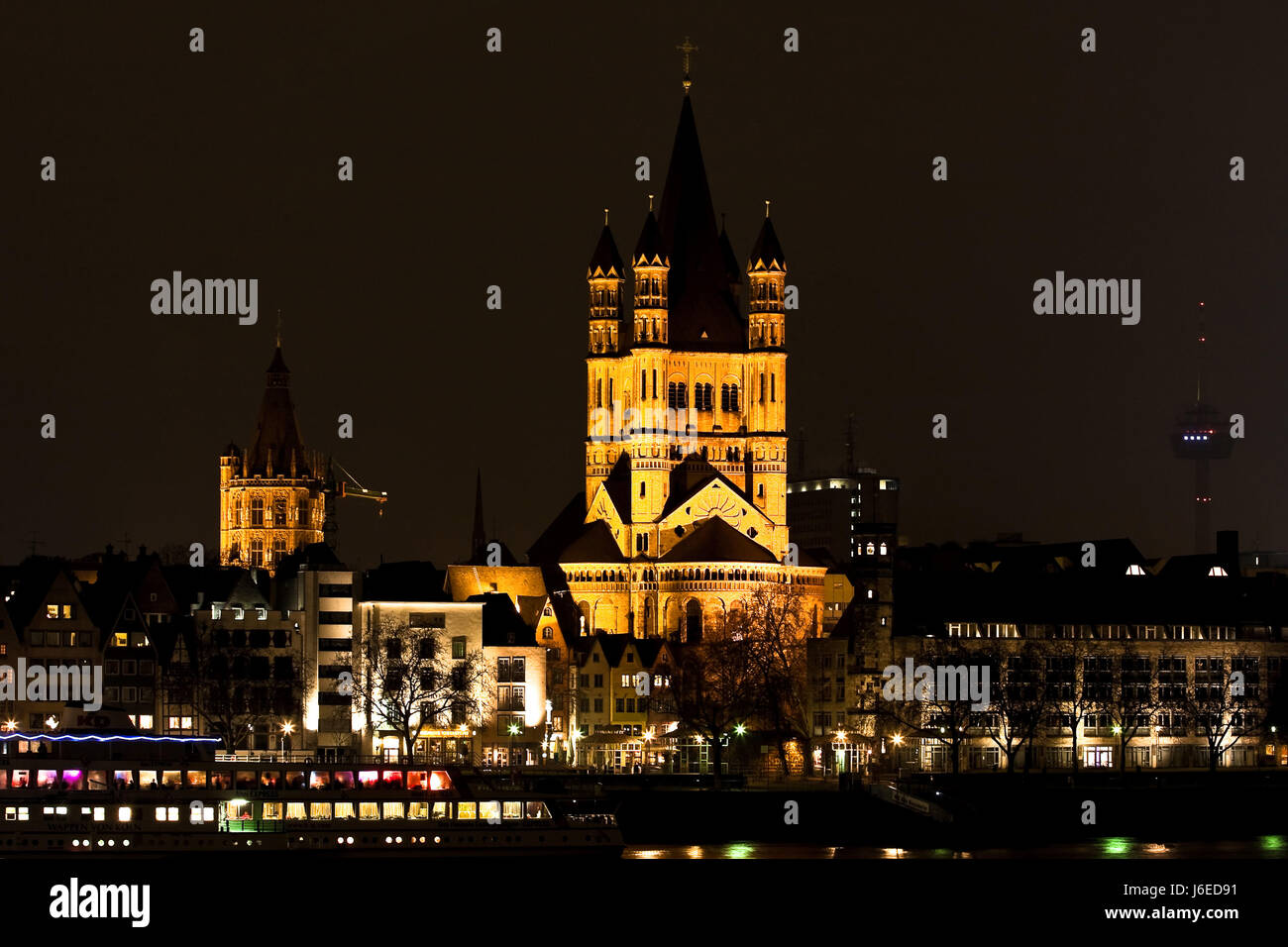 cologne old town church monument cologne cathedral rhine night ...