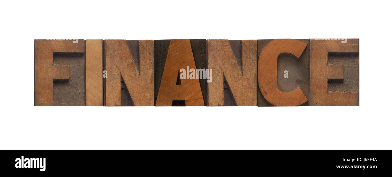 wood letters word finance investments economics banking money type ...