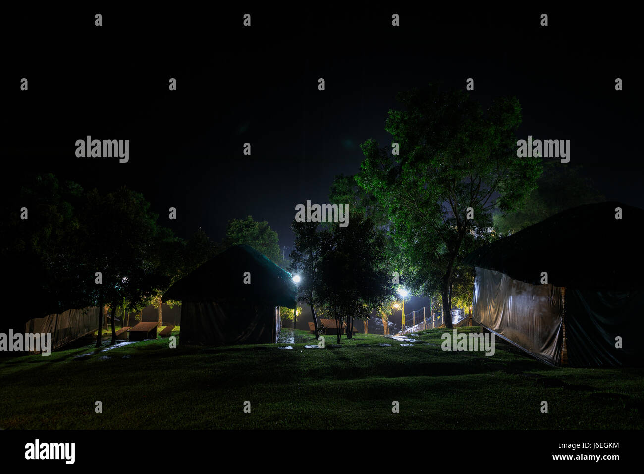 Countryside night scenery - lodge and Trees in Philippines Stock Photo ...