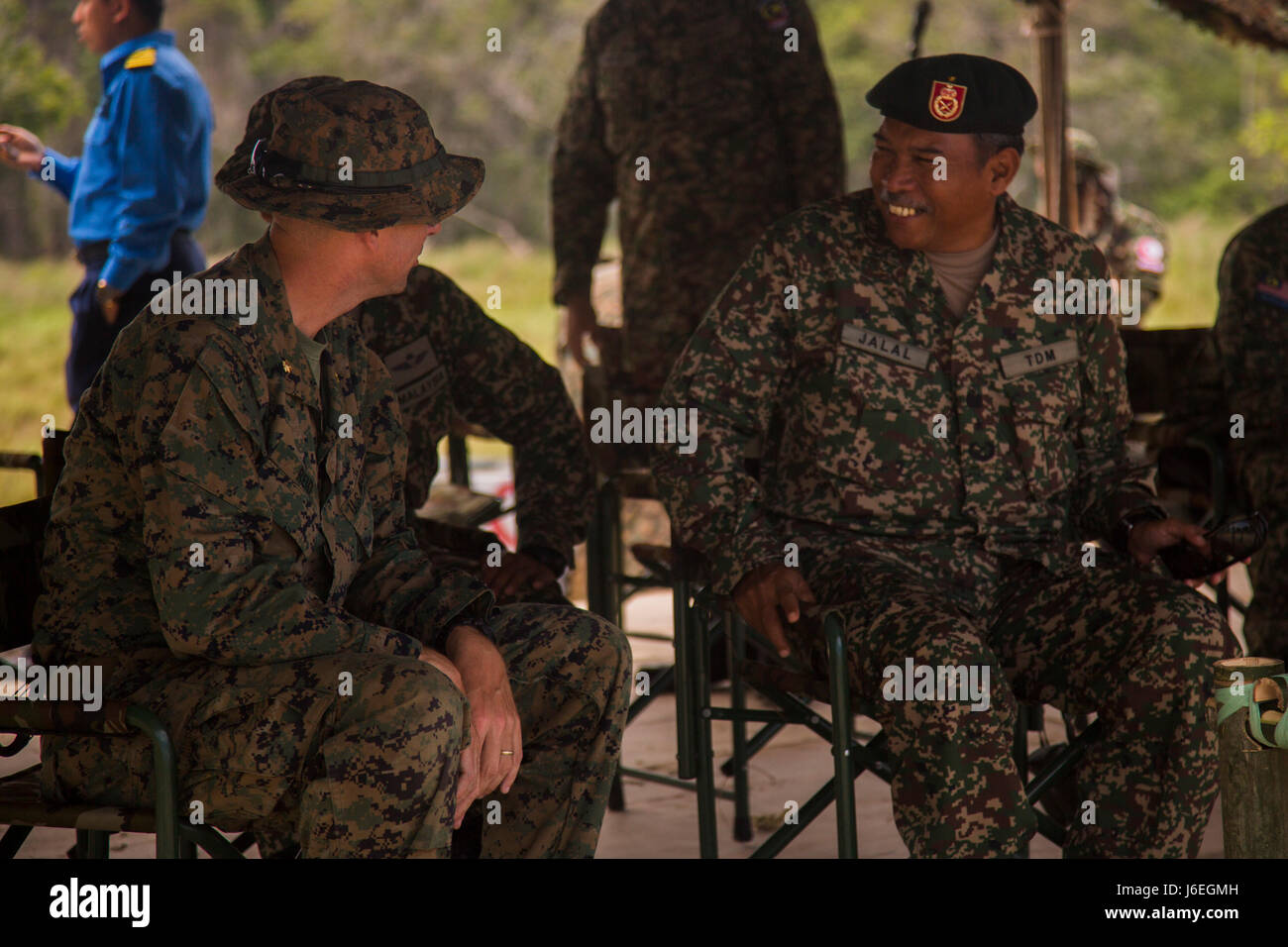 U.S. Marine Corps Maj. Ben Reid, left, executive officer, 2nd Battalion ...