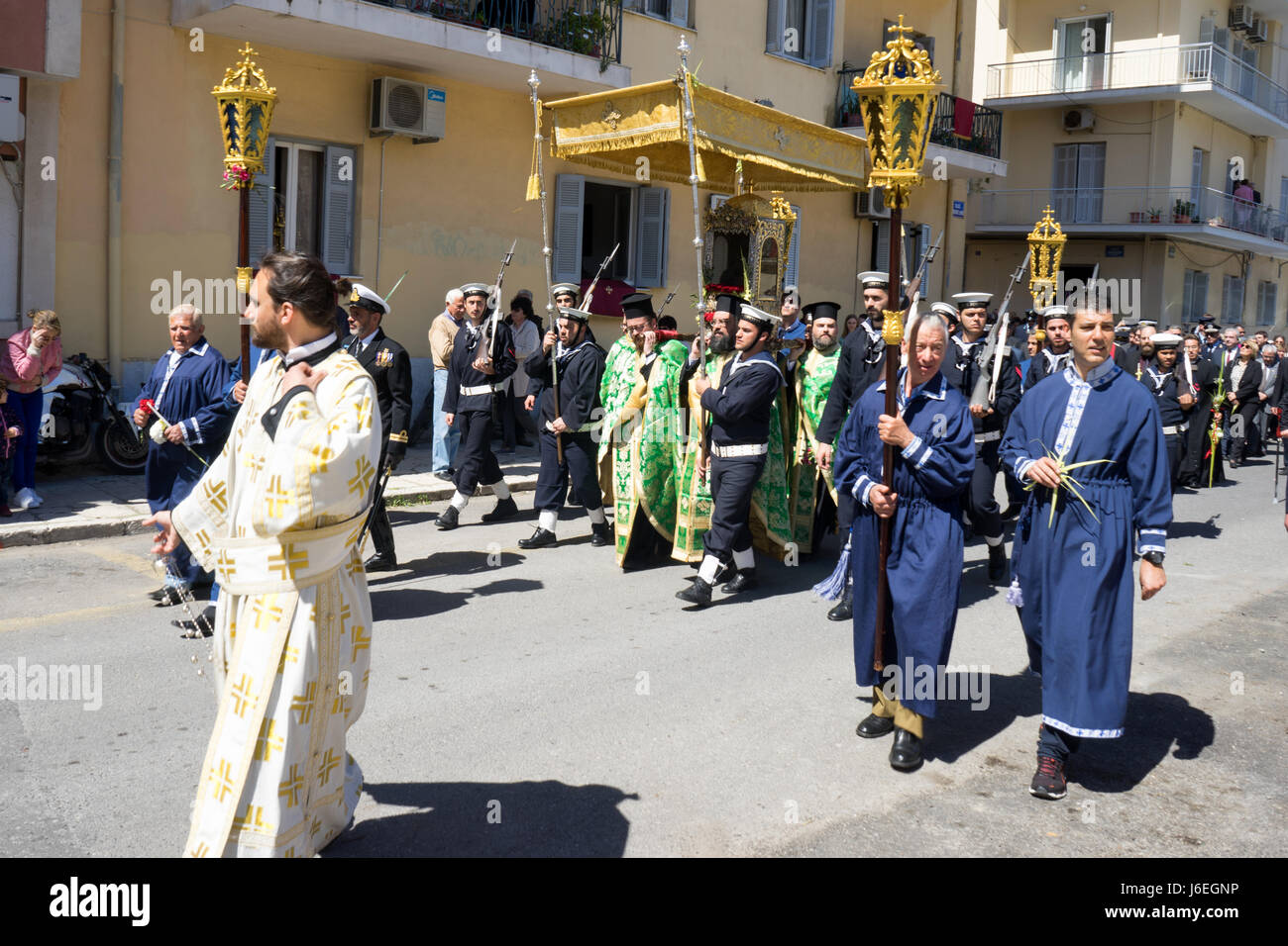 CORFU, GREECE - APRIL 30, 2016: The procession with the relics of the ...