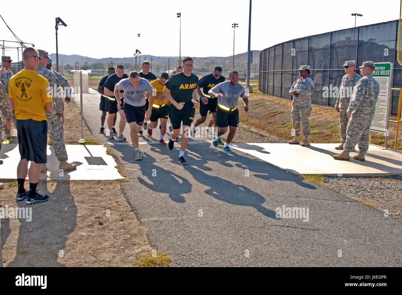 Soldiers at the starting line of the 5k running event during the ...