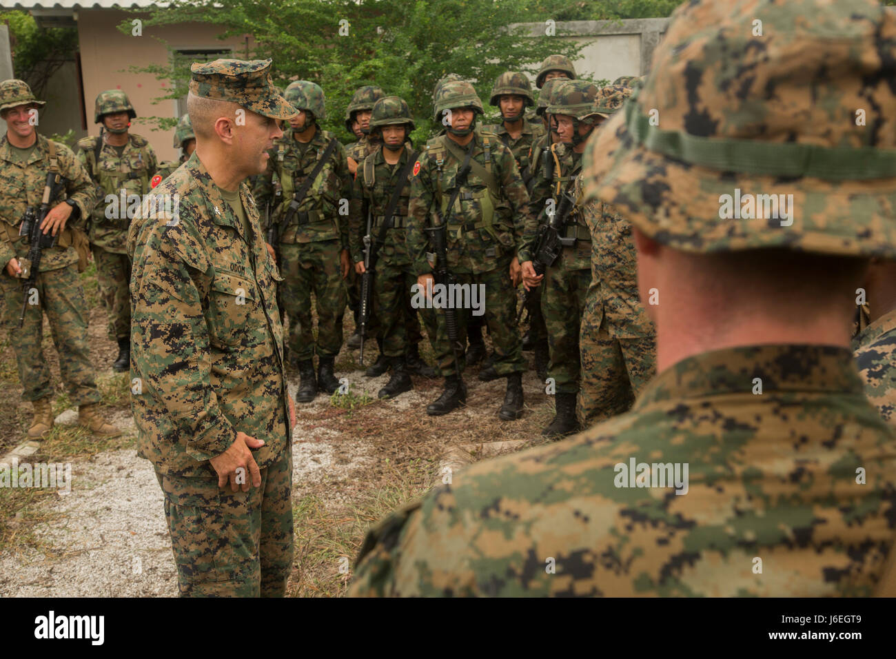 U.S. Marine Corps Col. David Odom, left, commanding officer of 4th ...