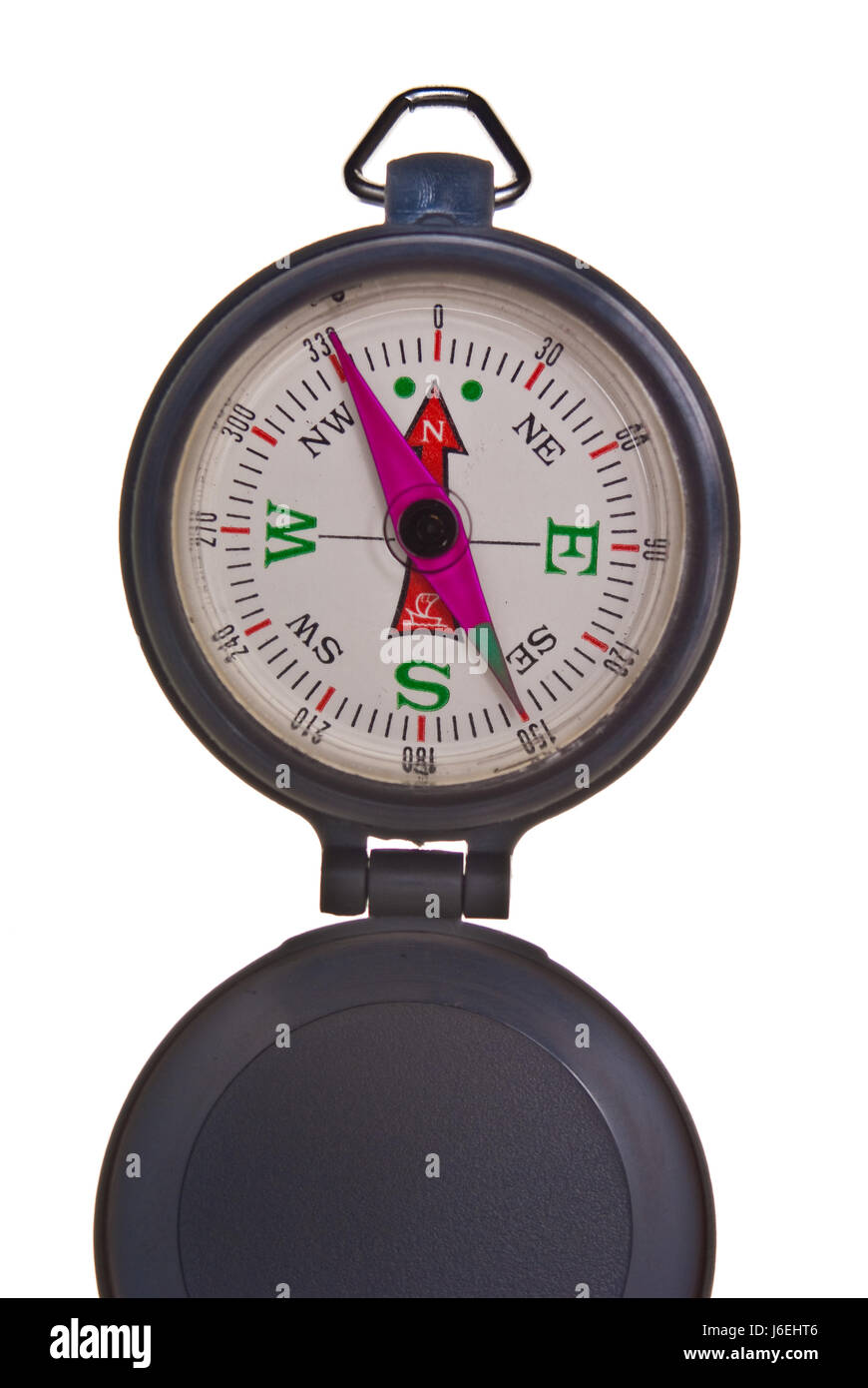isolated white compass travel isolated green pointer lid folding ...