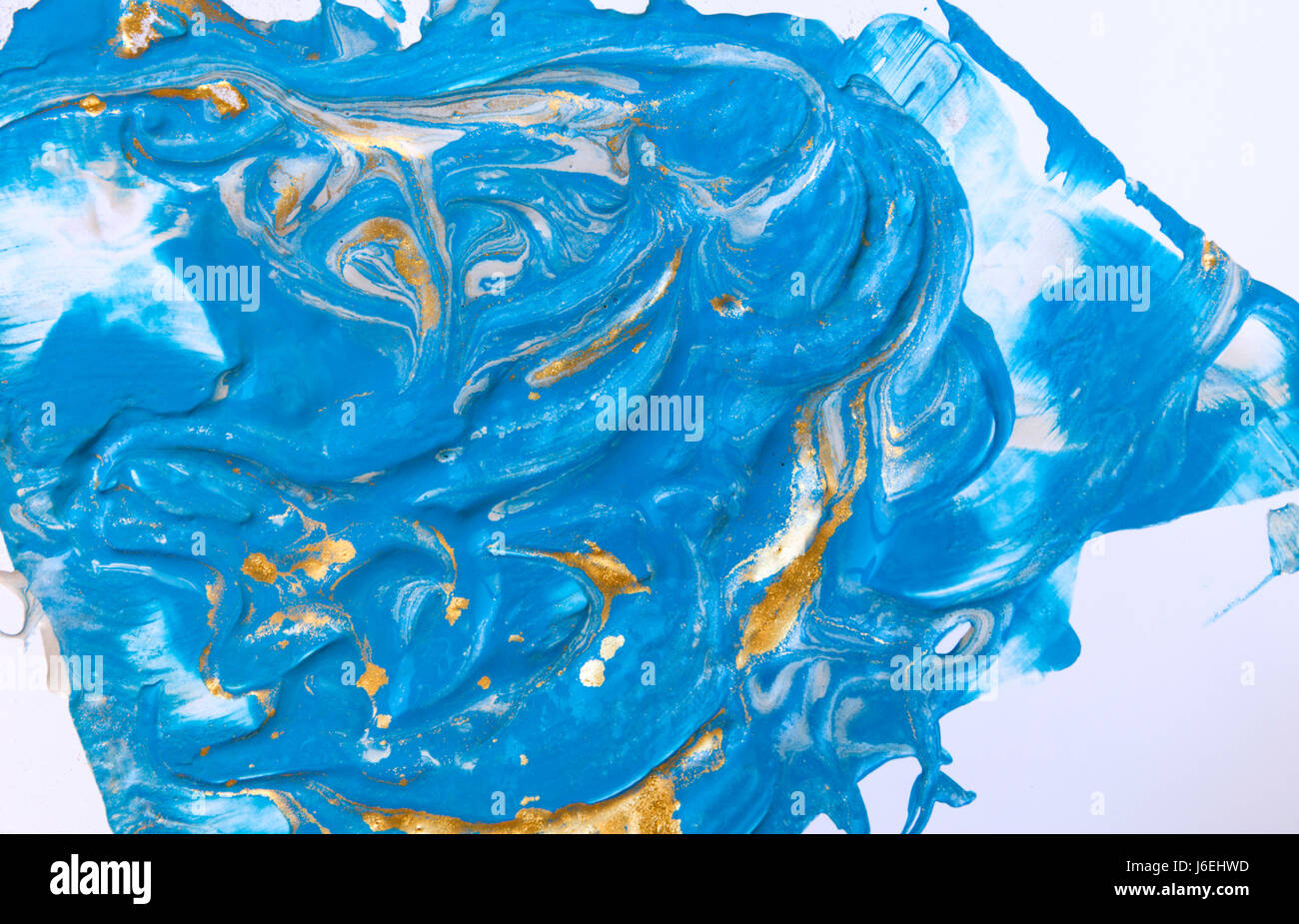Blue and gold liquid texture. Hand drawn marbling background. Ink ...