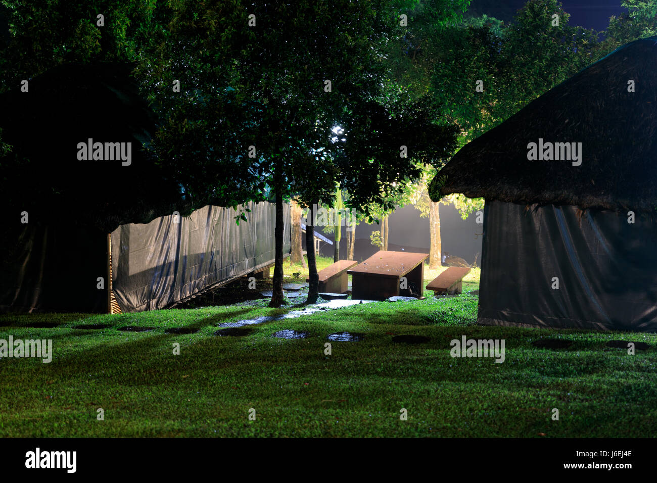 Countryside night scenery - lodge and Trees in Philippines Stock Photo ...