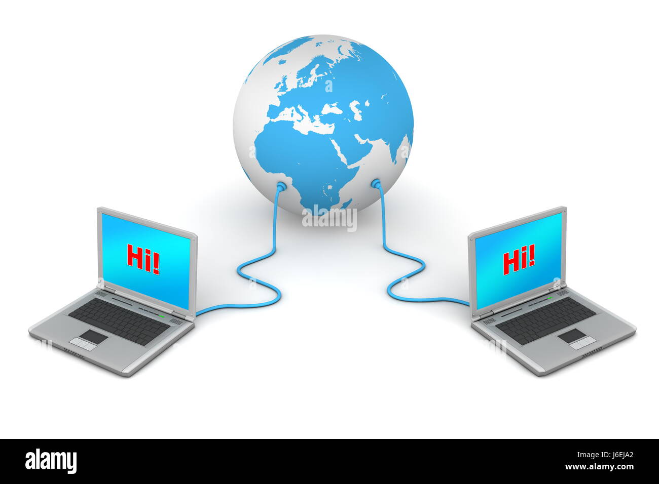 connected message globe planet earth world notebooks laptops online ...