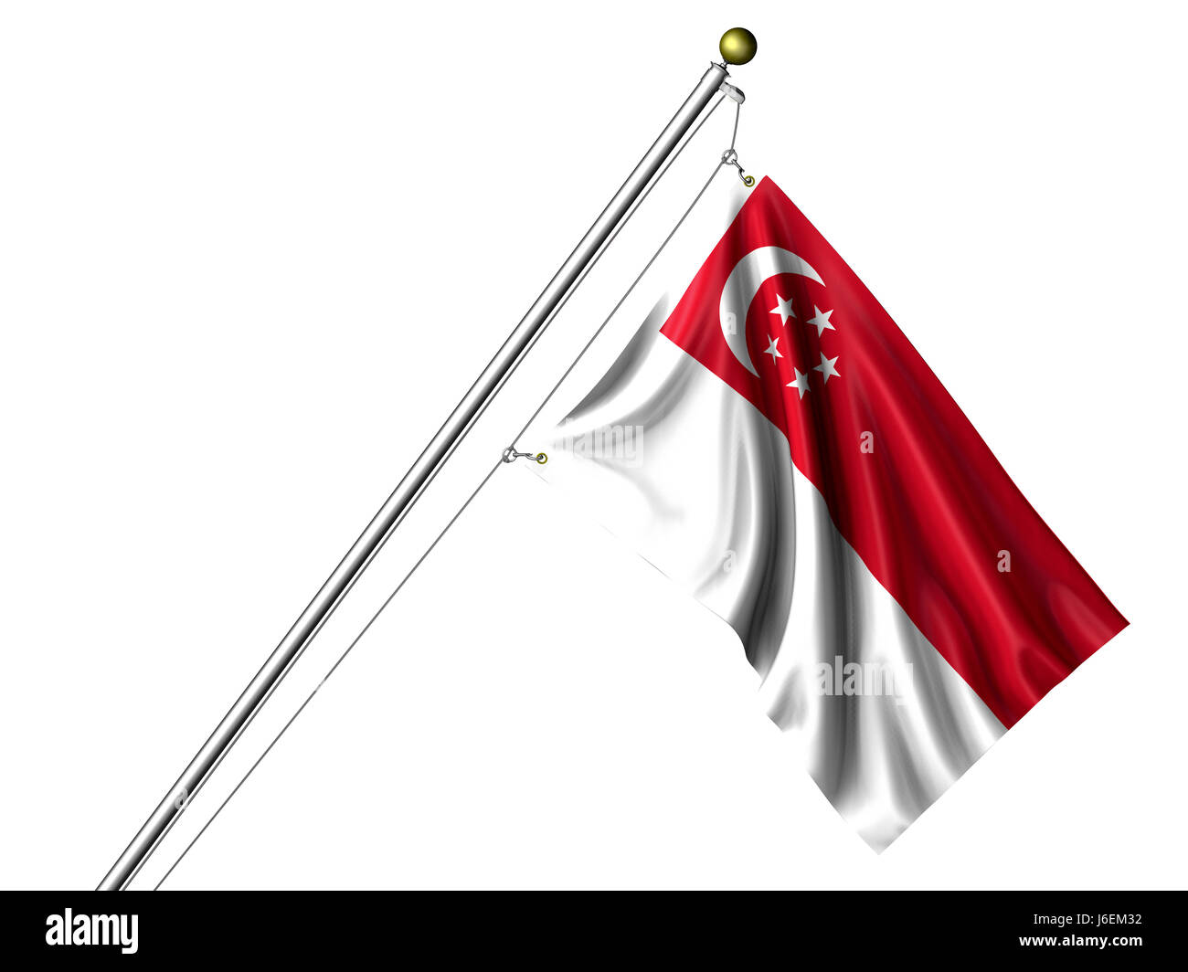 isolated asia flag singapore pole asian isolated colour asia flag ...