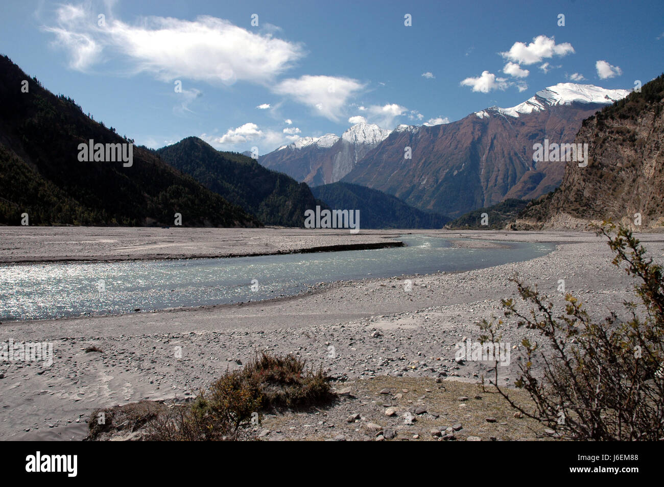 ravine nepal current of the river mountain scenery countryside nature ...