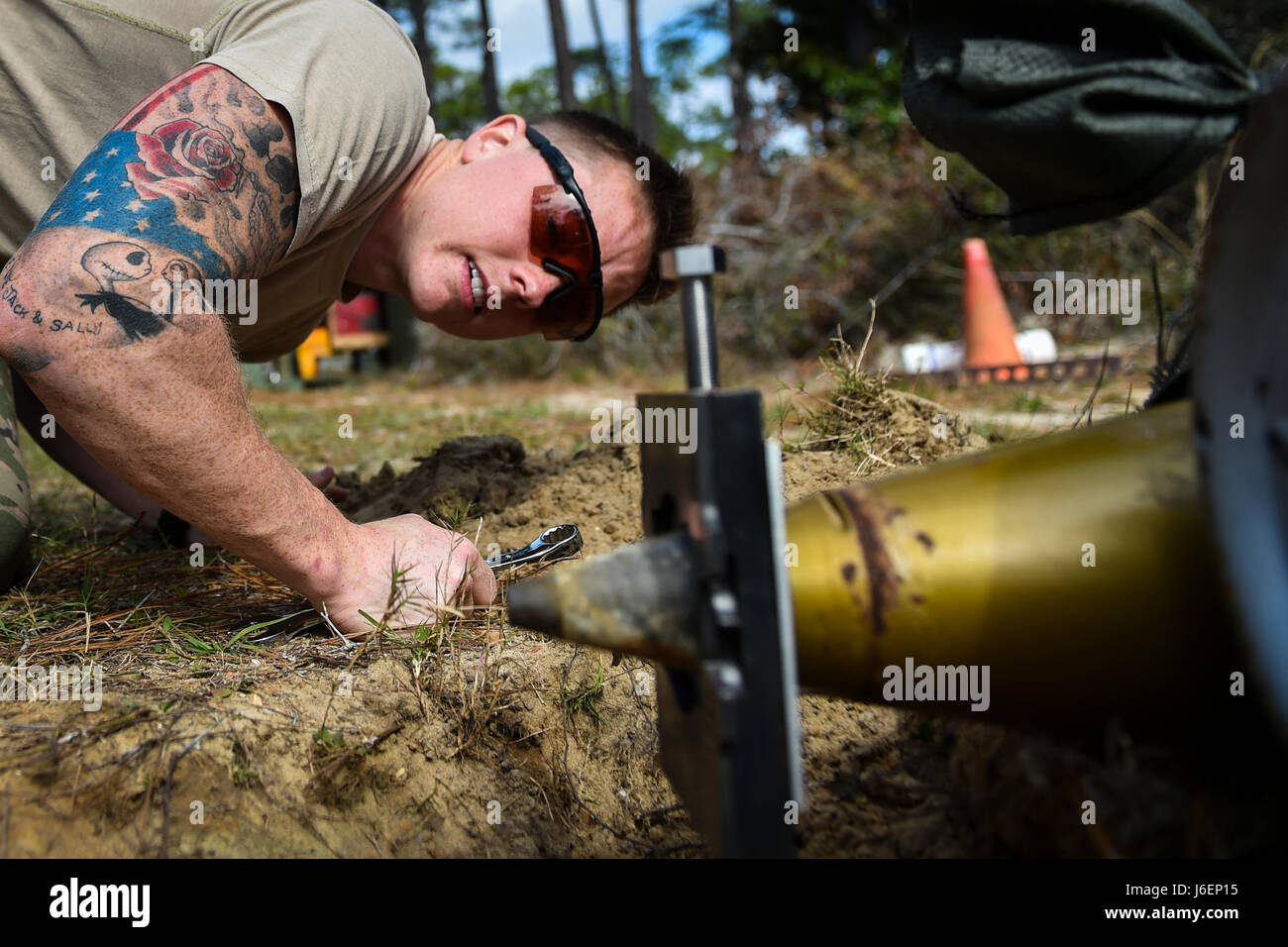An Airman inspects the jaw assembly of an MK1 rocket wrench during ...