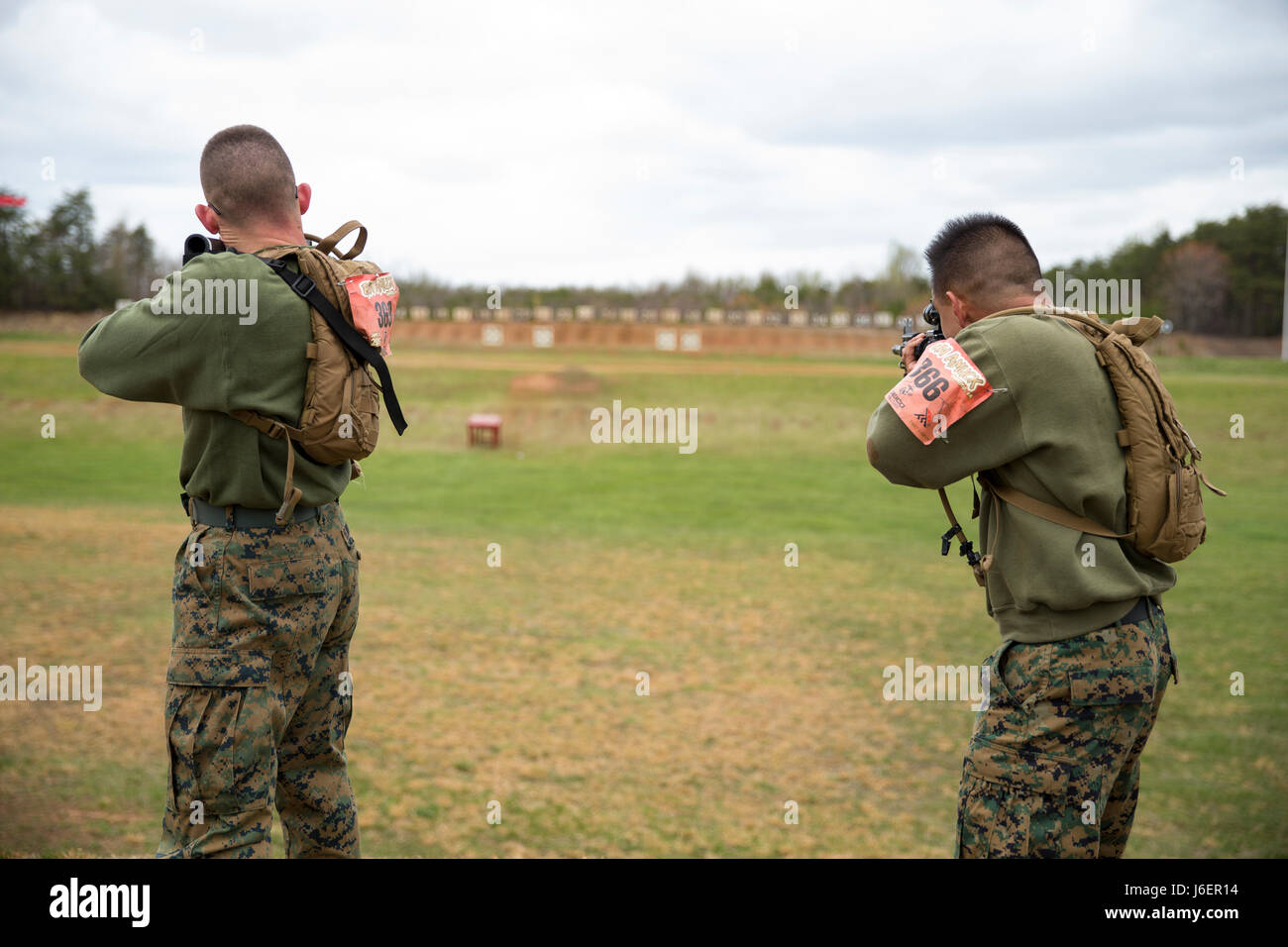 U.S. Marines with The Basic School (TBS) fire M16A4 rifles during the ...