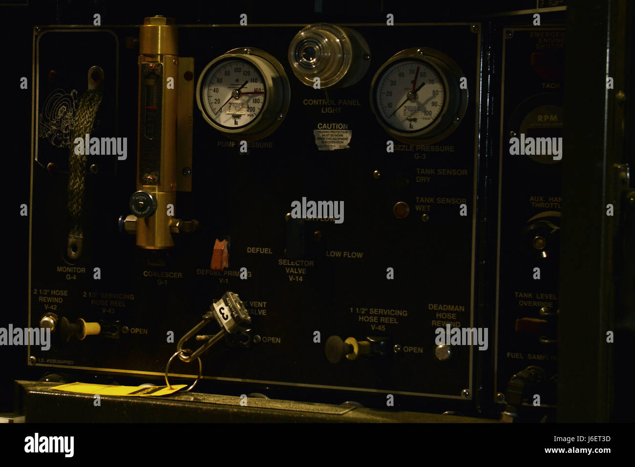 A control panel is open on an R-11 refueling truck at Shaw Air Force ...